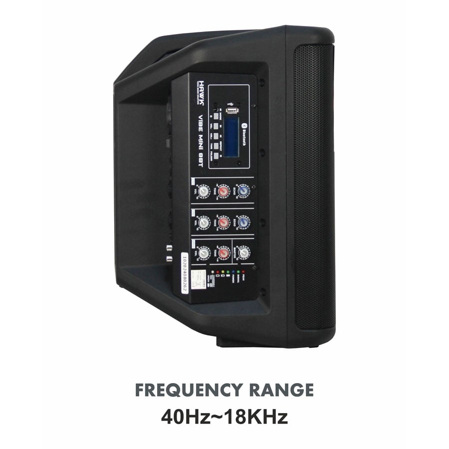 Hawk VIBE MINI-8BT 1800 Watts All in One Battery Powered PA Speaker ...